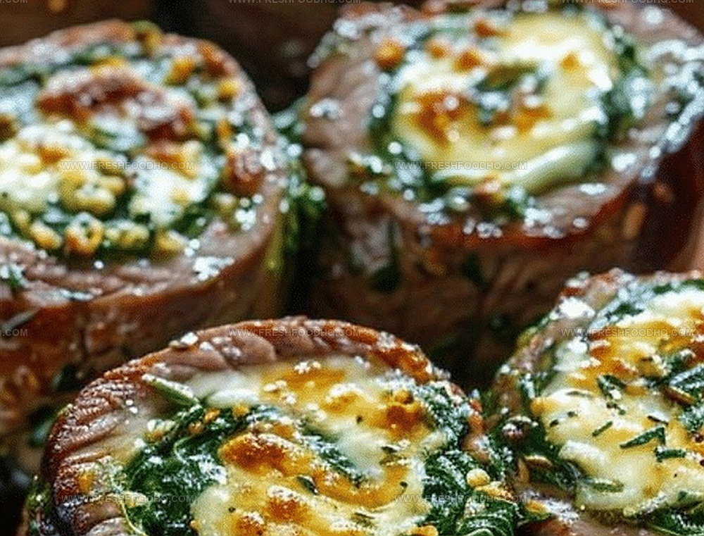 Savory Creamy Spinach Stuffed Flank Steak Pinwheels Recipe - Fresh Food HQ